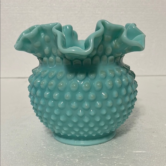 Fenton | Accents | Vintage Fenton Turquoise Blue Hobnail Double Ruffle ...